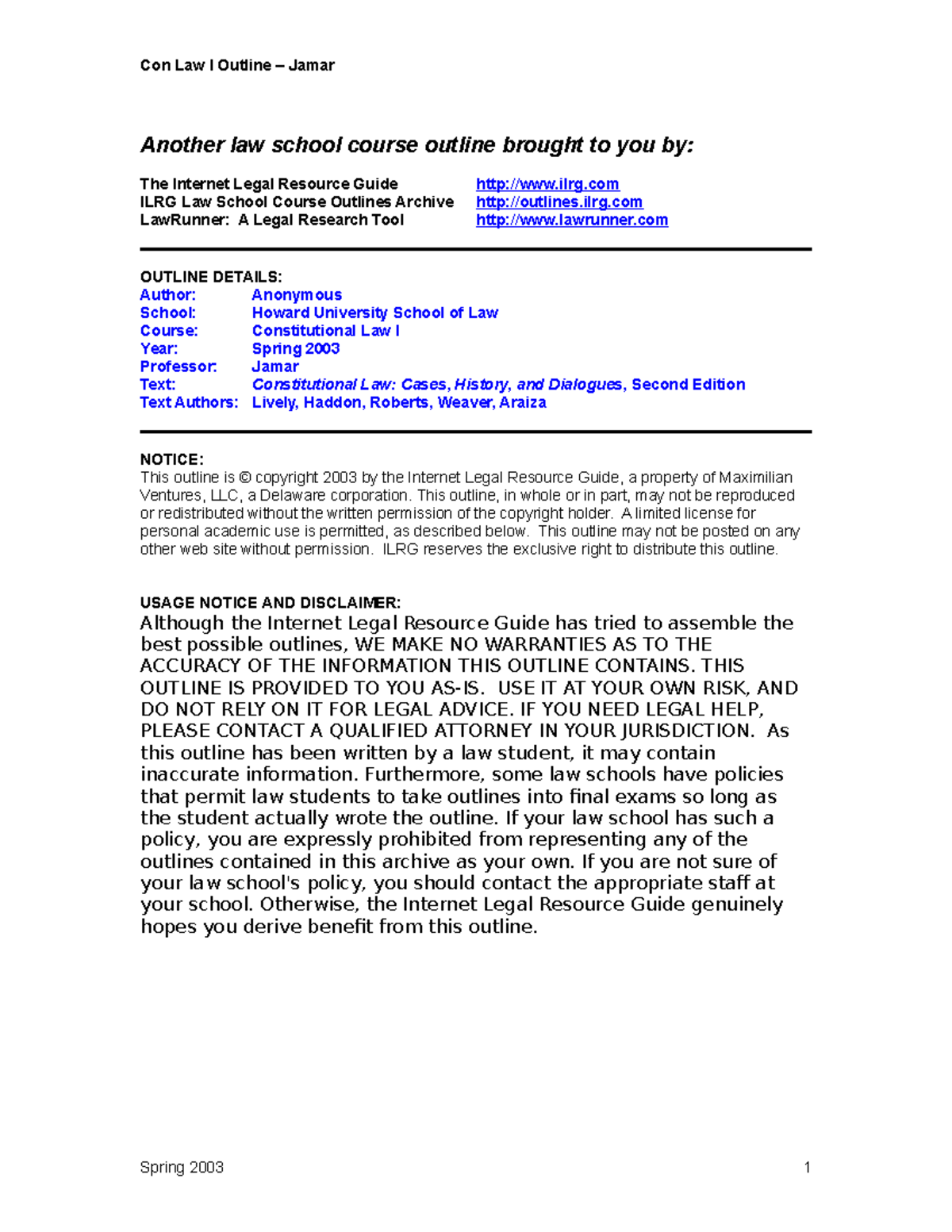 Con3 - Con Law - LAW 612 - Howard - Studocu