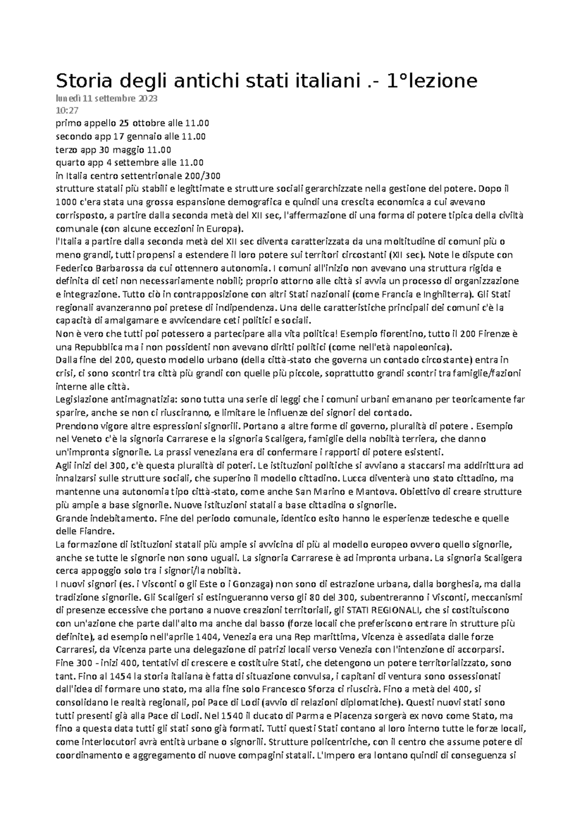 Storia degli antichi stati italiani lez. 1-2 - Storia degli antichi ...