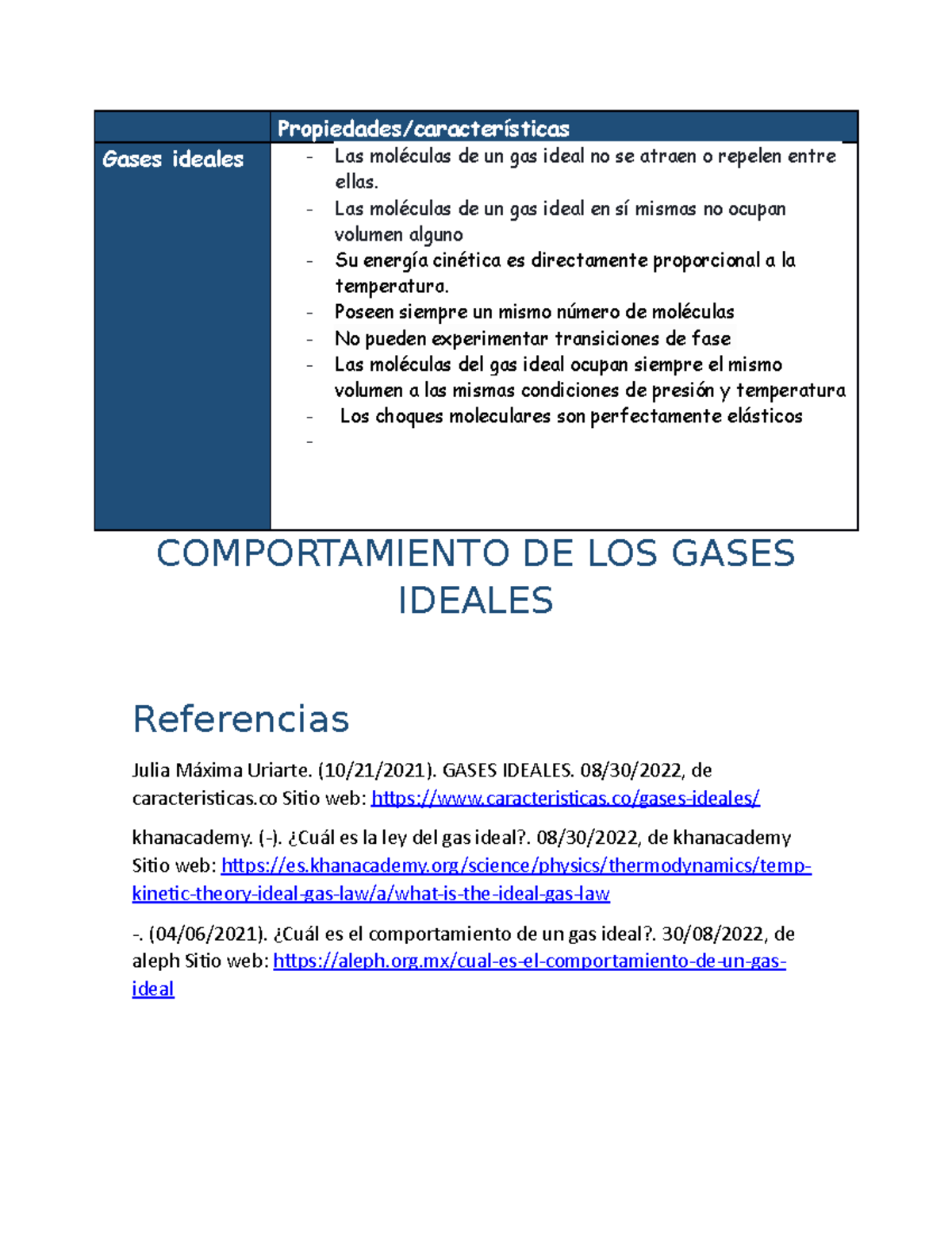 Gases Ideales - Propiedades/características Gases ideales - Las ...