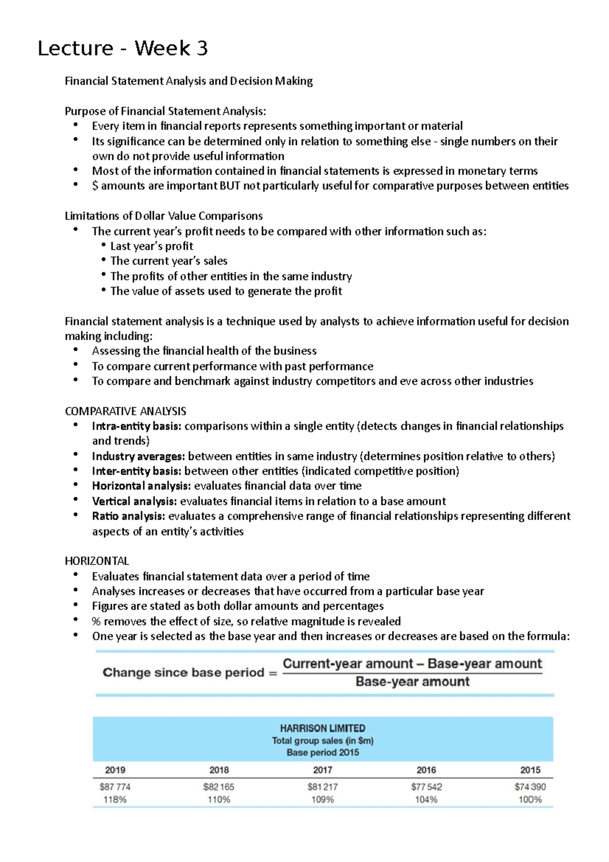 WEEK 3 - Financial Statement Analysis and Decision Making - Lecture ...