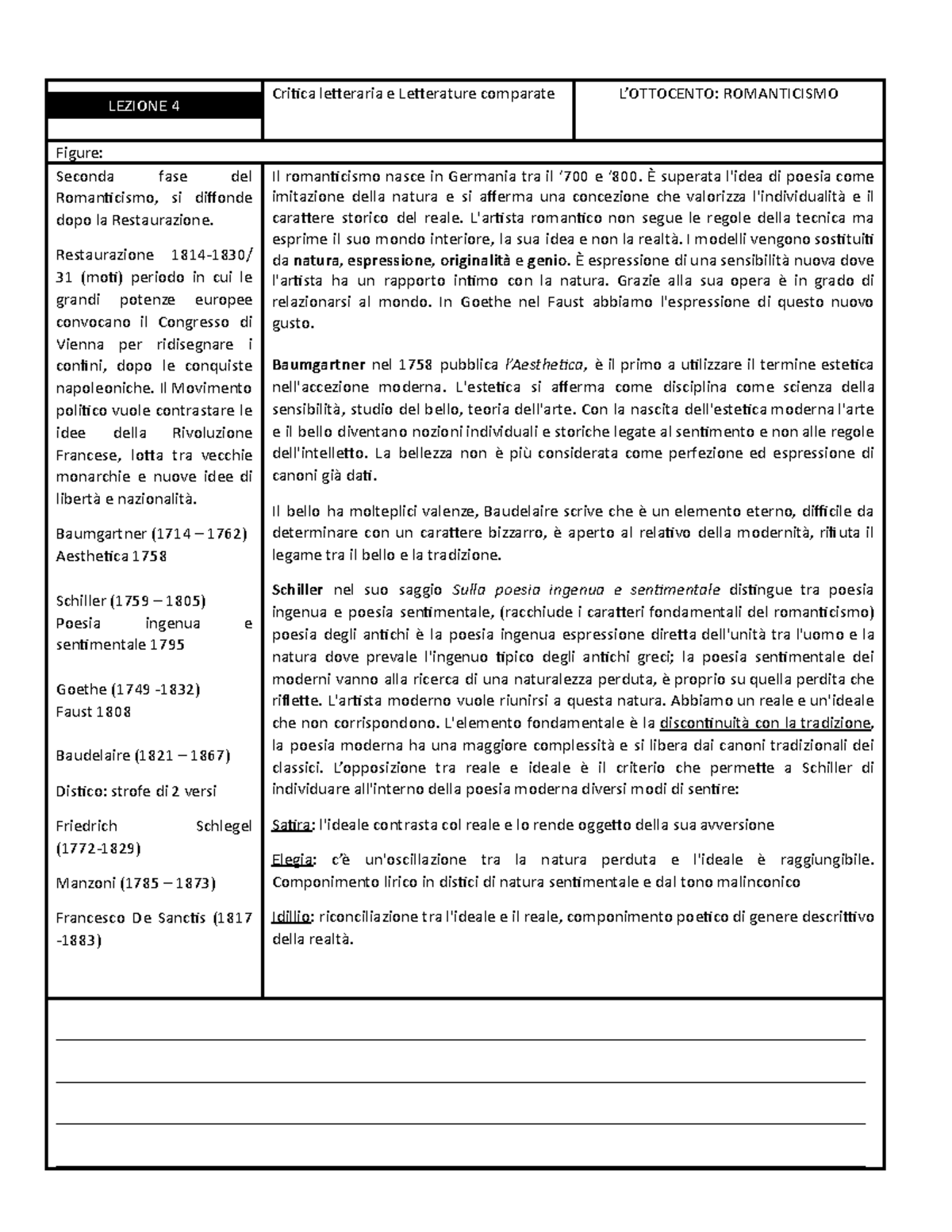 Critica riassunto - Crica leeraria e Leerature comparate L’OTTOCENTO ...