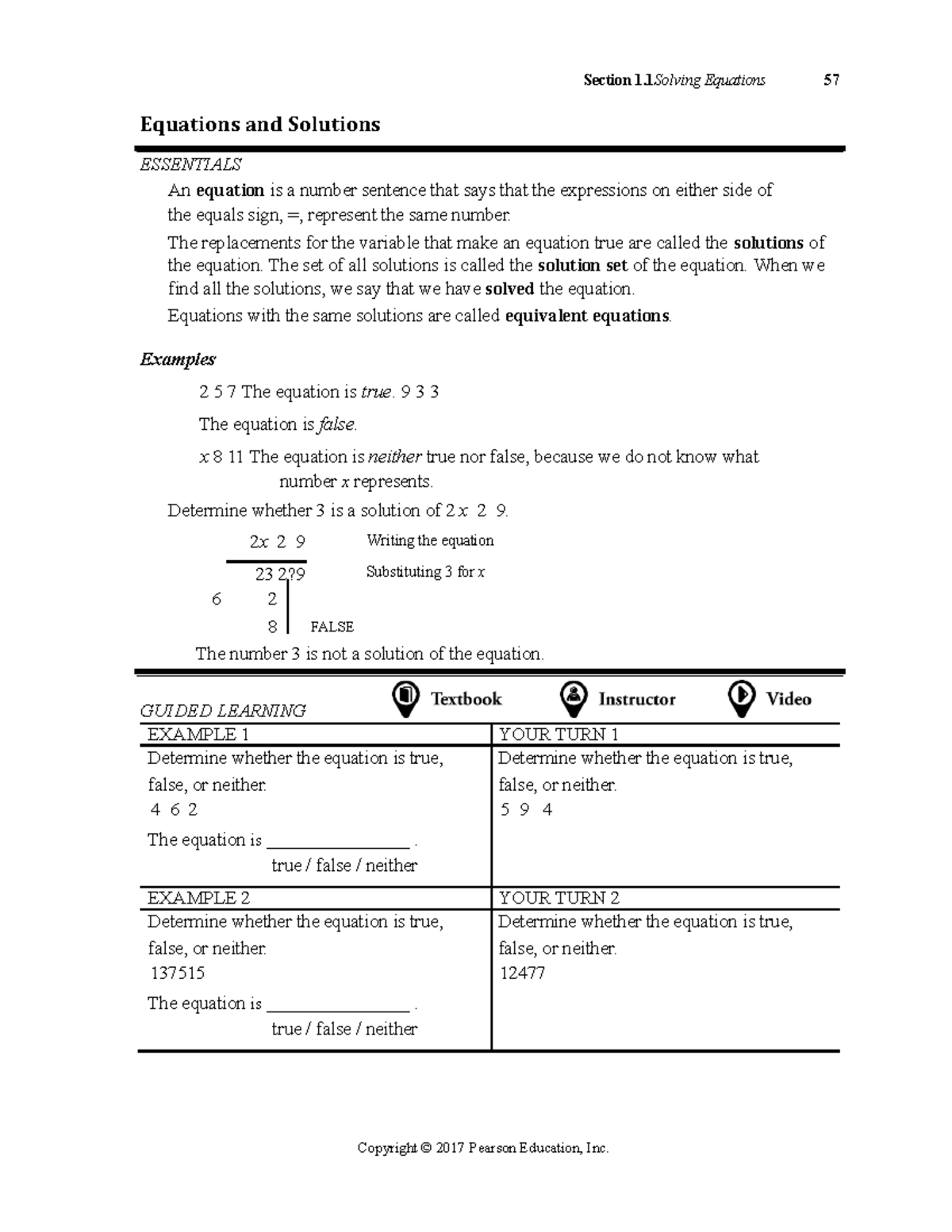 §1 - My homework - Equations and Solutions ESSENTIALS An equation is a ...