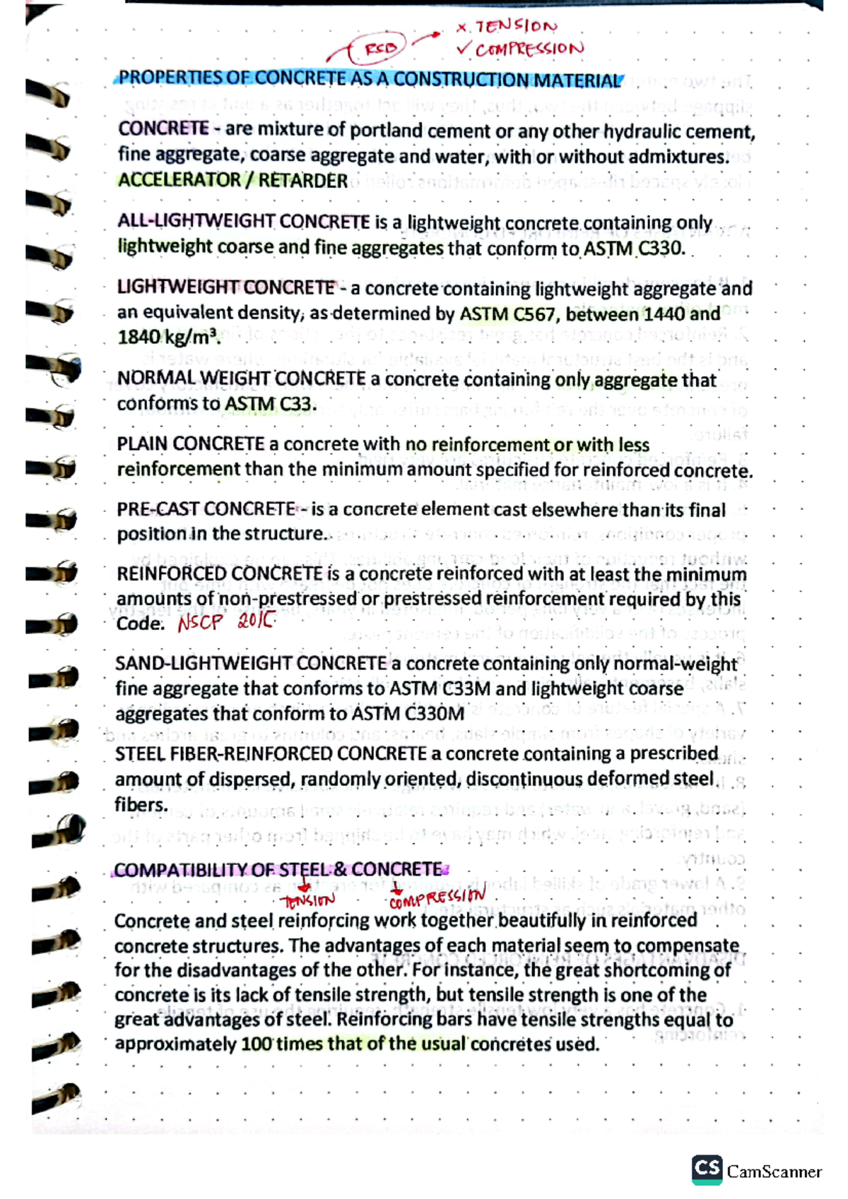 PRPC - notes - TENSION RSB COMPRESSION PROPERTIES OF CONCRETE AS A ...