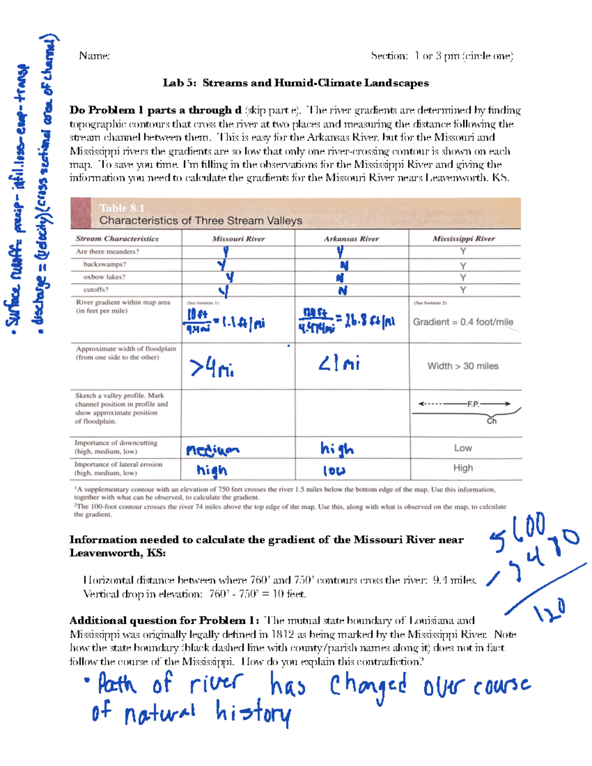Lab+05+Rivers+and+Streams+Grade Scope - Name: Section: 1 or 3 pm ...