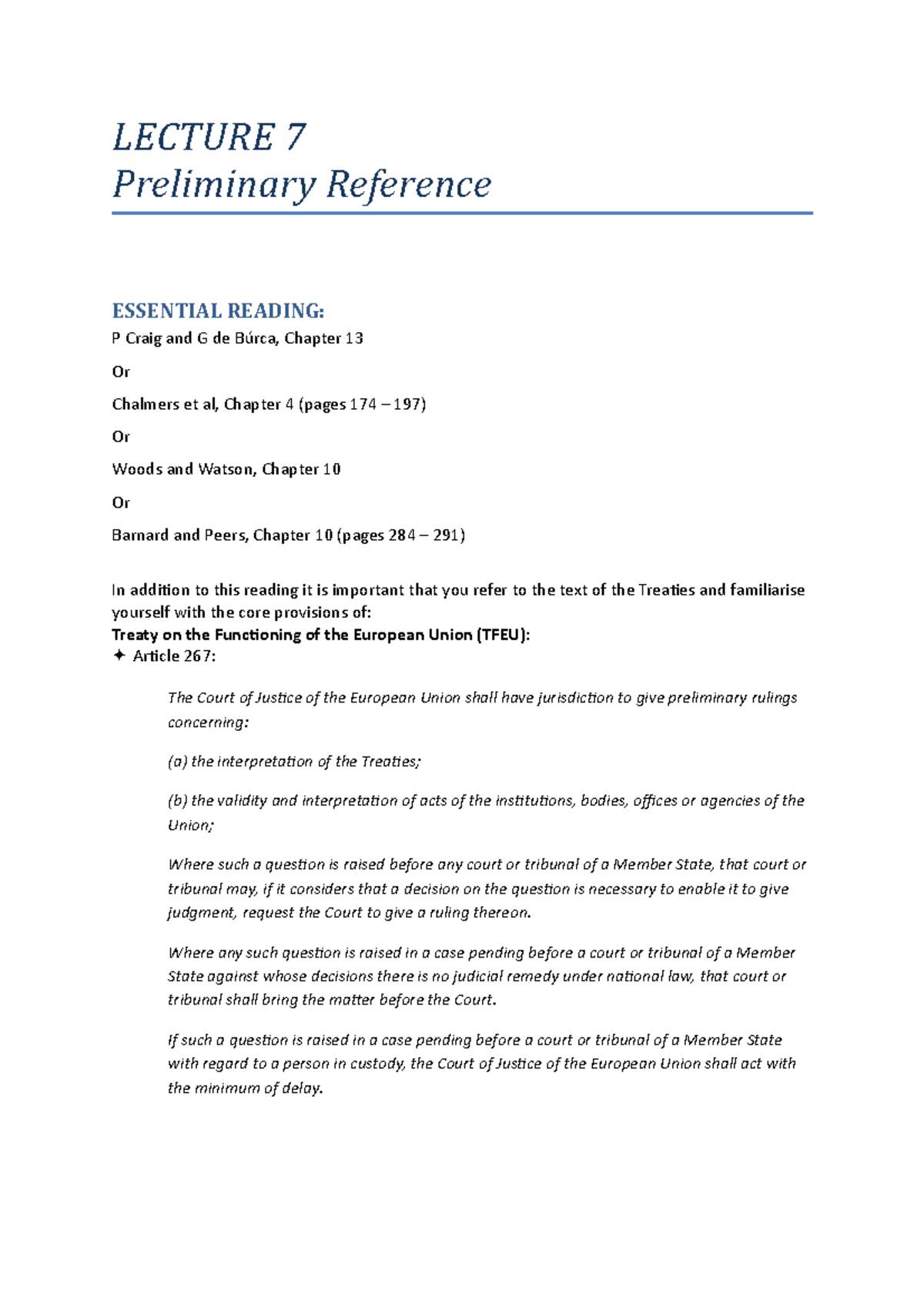 7 preliminary reference notes - LECTURE 7 Preliminary Reference ...