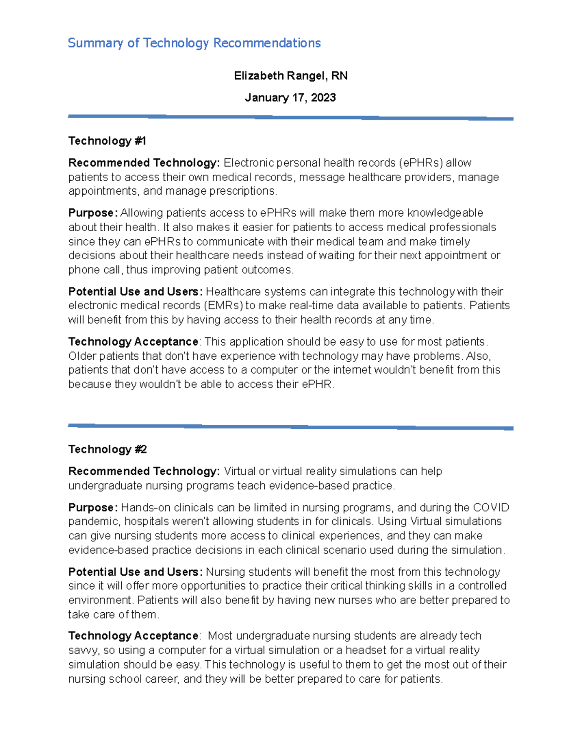 D029 Technology Summary - Summary of Technology Recommendations ...