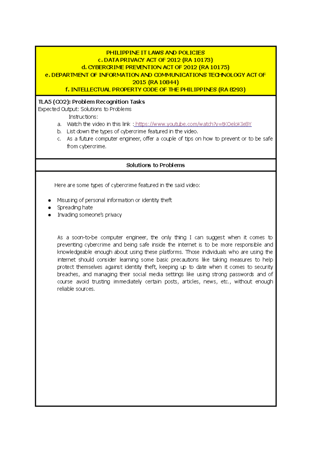 CpE Laws & Professional Practice - PHILIPPINE IT LAWS AND POLICIES c ...