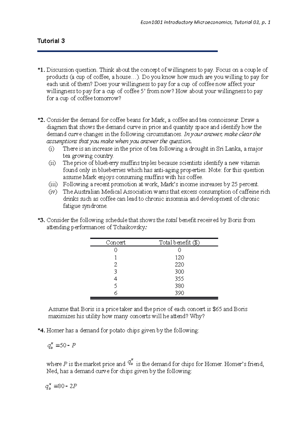 Econ1001 Tutorial 03 - Econ1001 Introductory Microeconomics, Tutorial ...