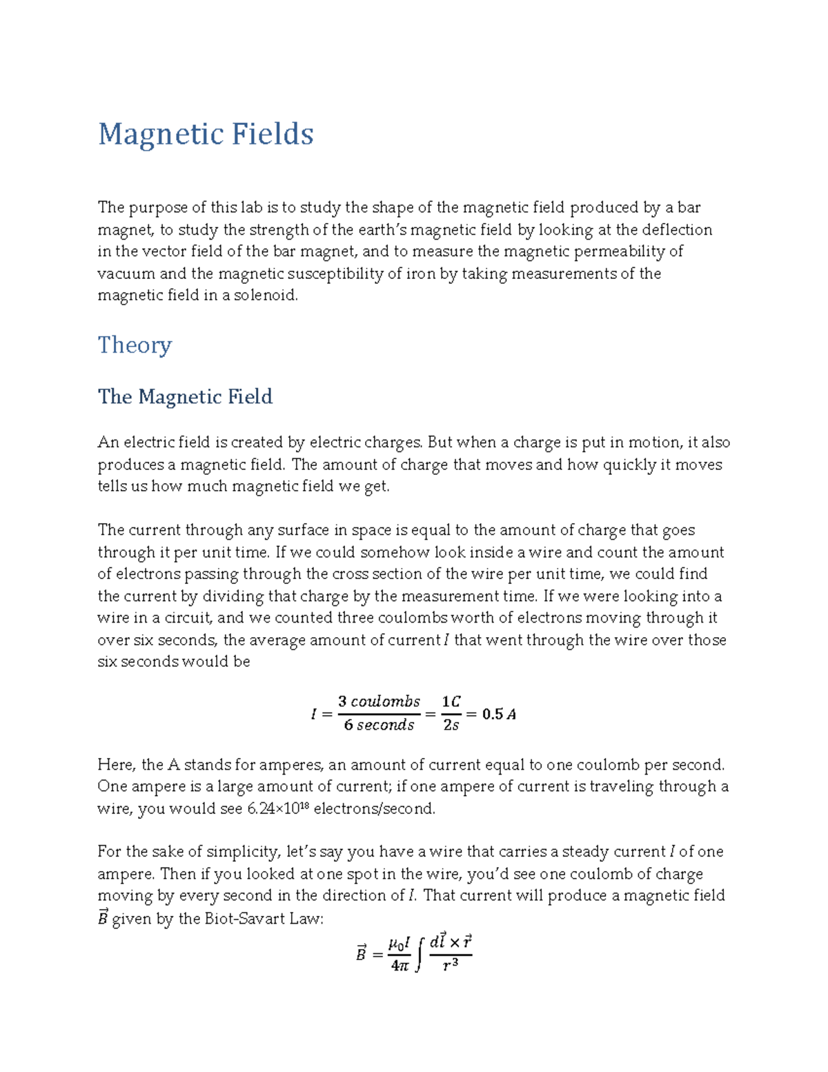 8 Magnetic Fields - Magentic firel - Magnetic Fields The purpose of ...