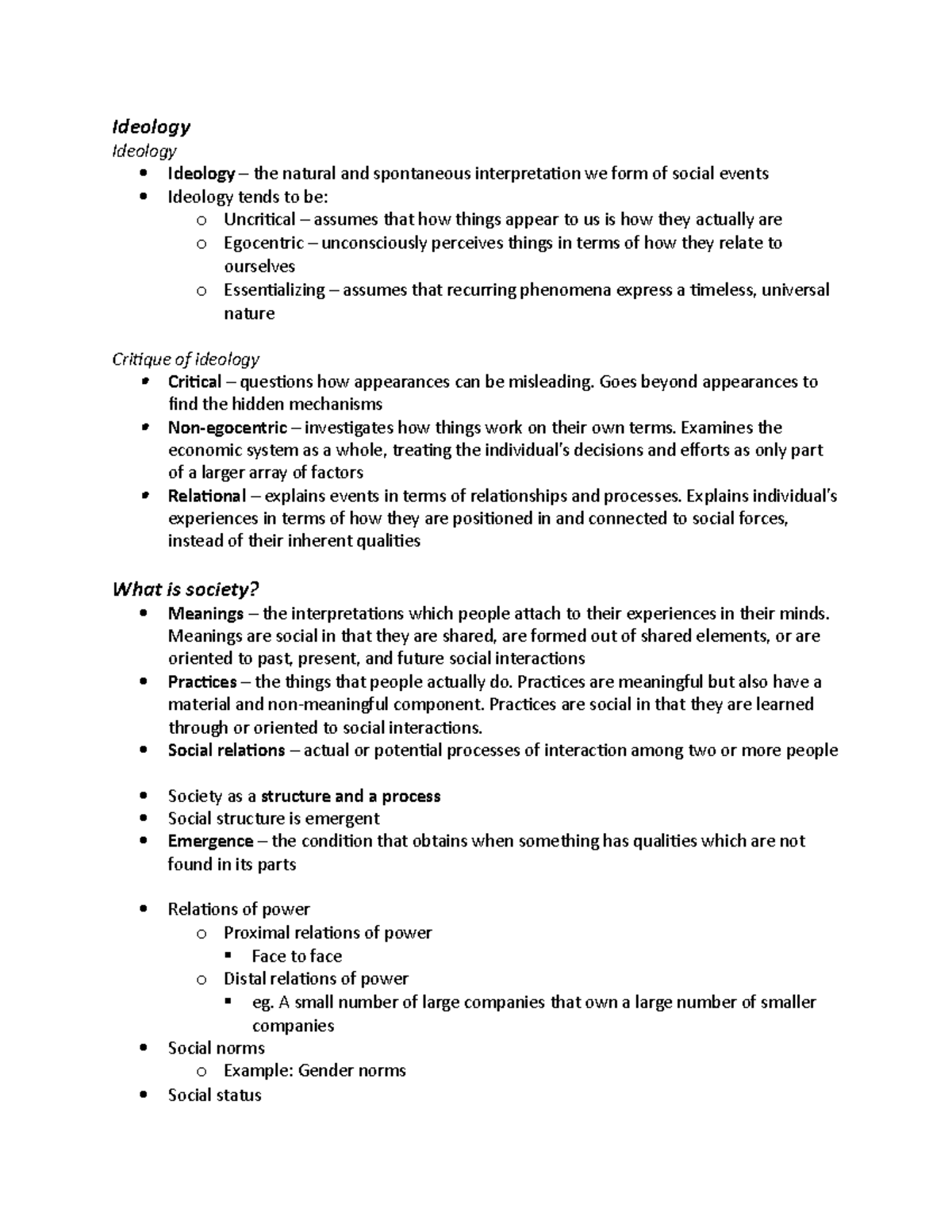 Lecture notes, lecture Week 1 to 6 - Ideology Ideology Ideology the ...