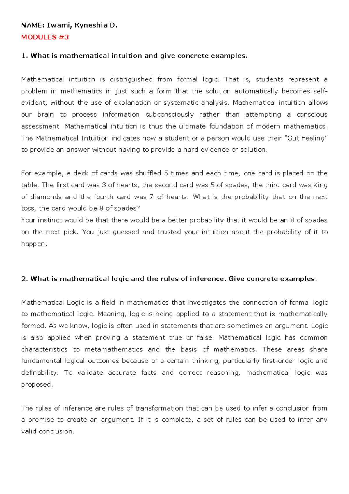 MATH Modules 3 - Lecture notes 1 - NAME: Iwami, Kyneshia D. MODULES # 1 ...