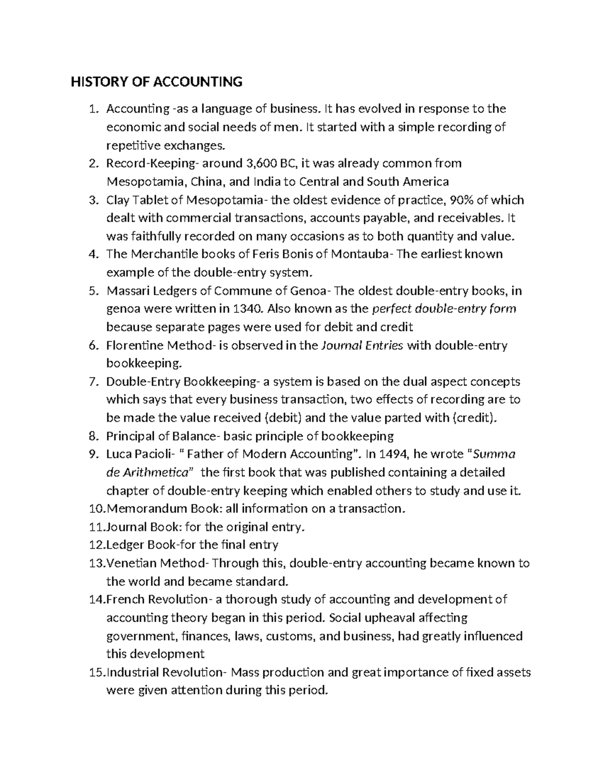 Basic Accounting Rev - HISTORY OF ACCOUNTING Accounting -as a language ...