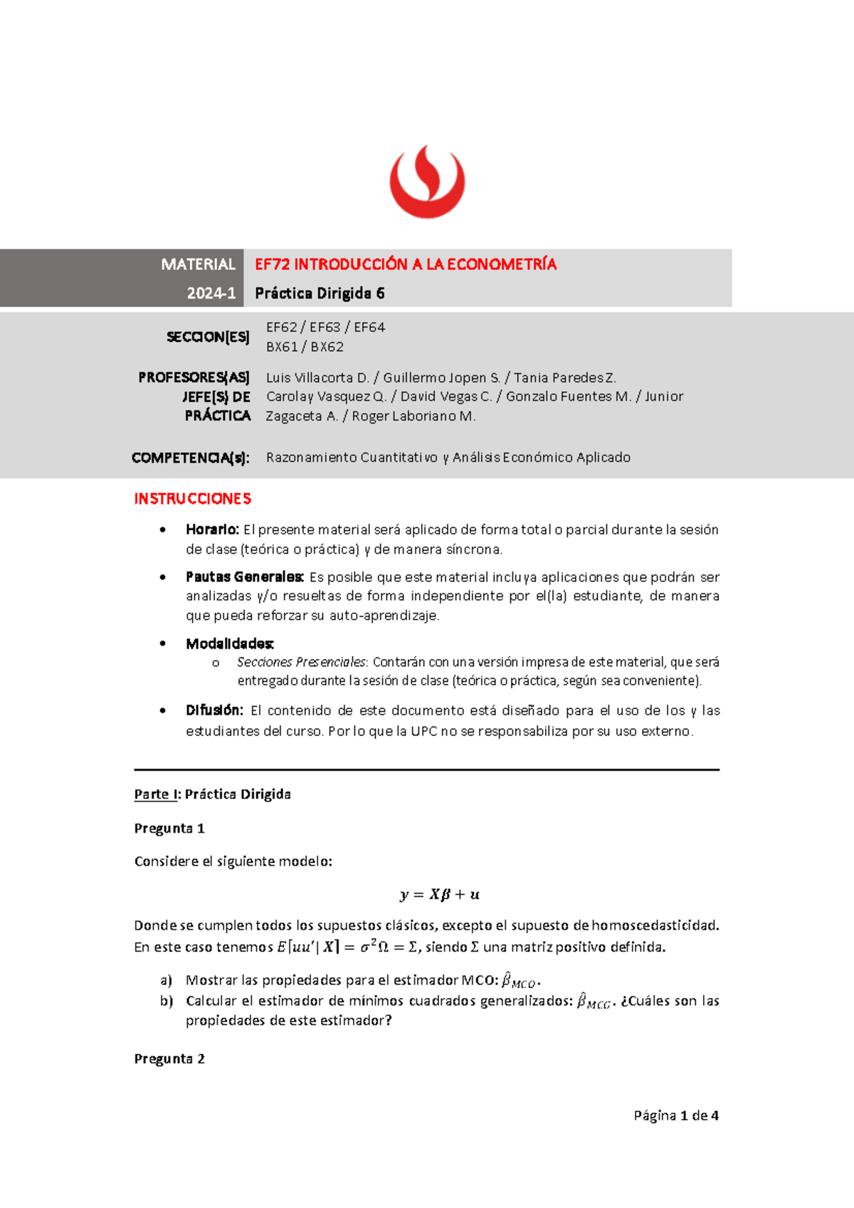 PD 06 EF72 - 2024 - 1-1 - Practicas dirigidas - INSTRUCCIONES Horario: El presente material será ...