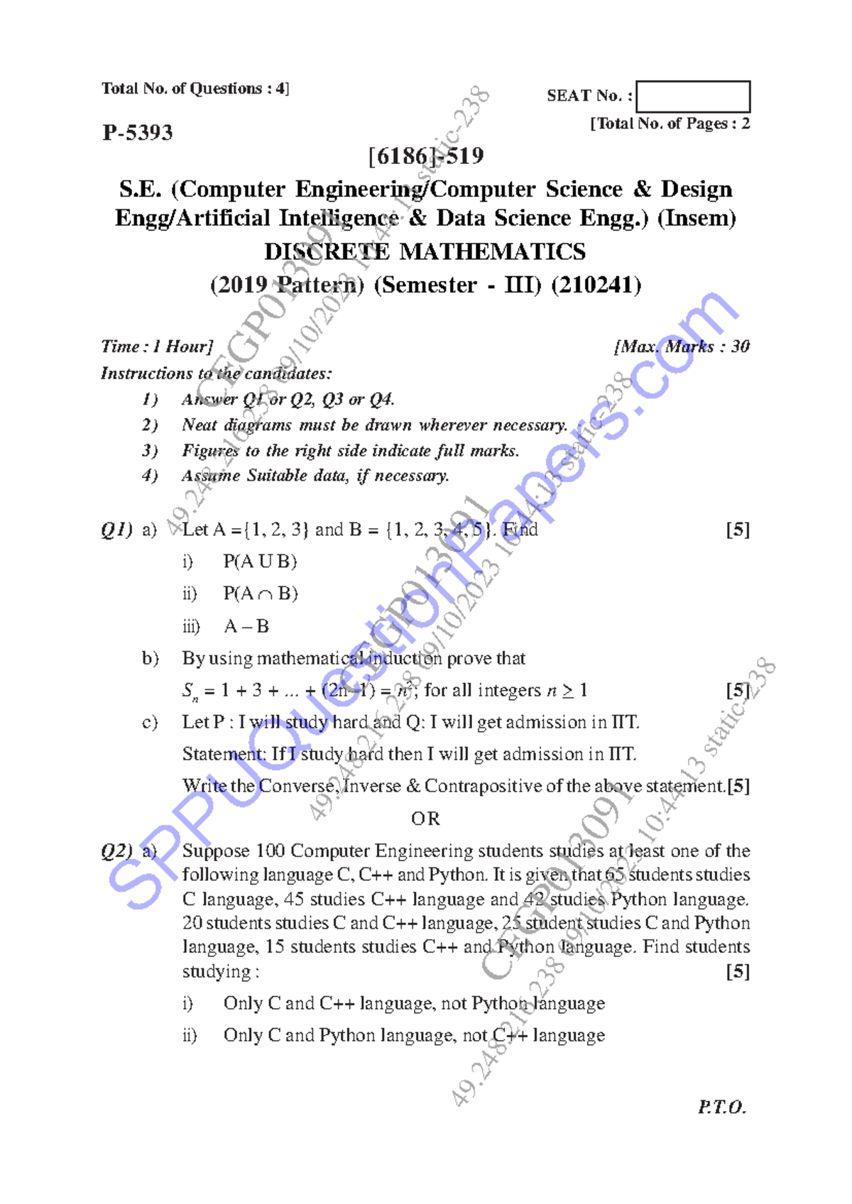 Be artificial-intelligence-and-data-science semester-3 2023 october ...