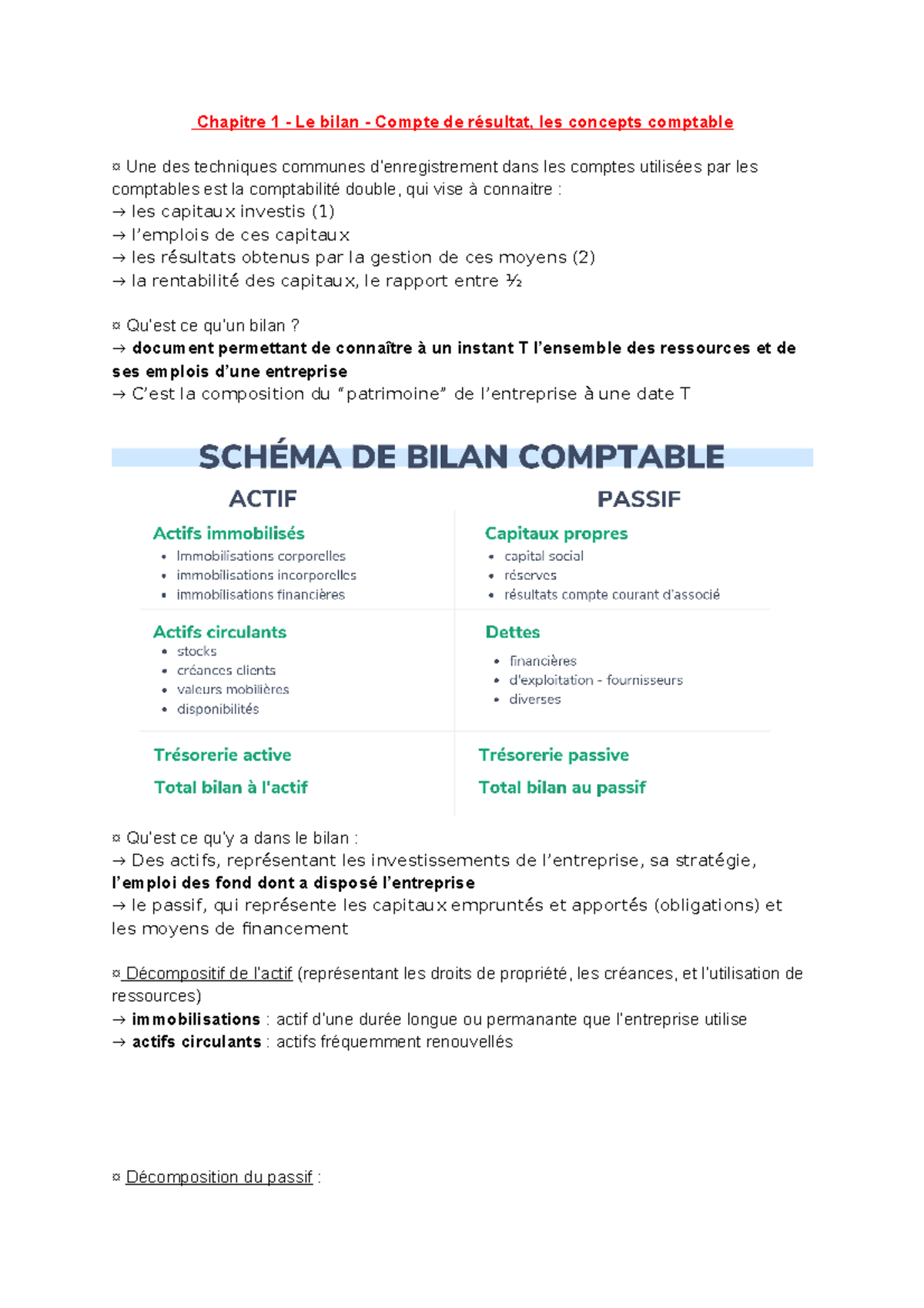 Chapitre 1 - Le bilan - Compte de résultat, les concepts comptable ...