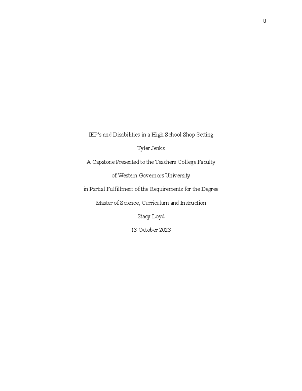 WGU Capstone Research Template - IEP’s and Disabilities in a High ...