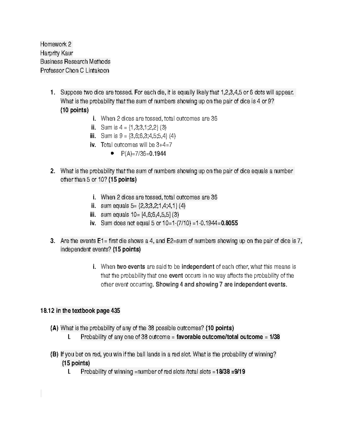 Business Research Methods homework 2 - Homework 2 Harprity Kaur ...