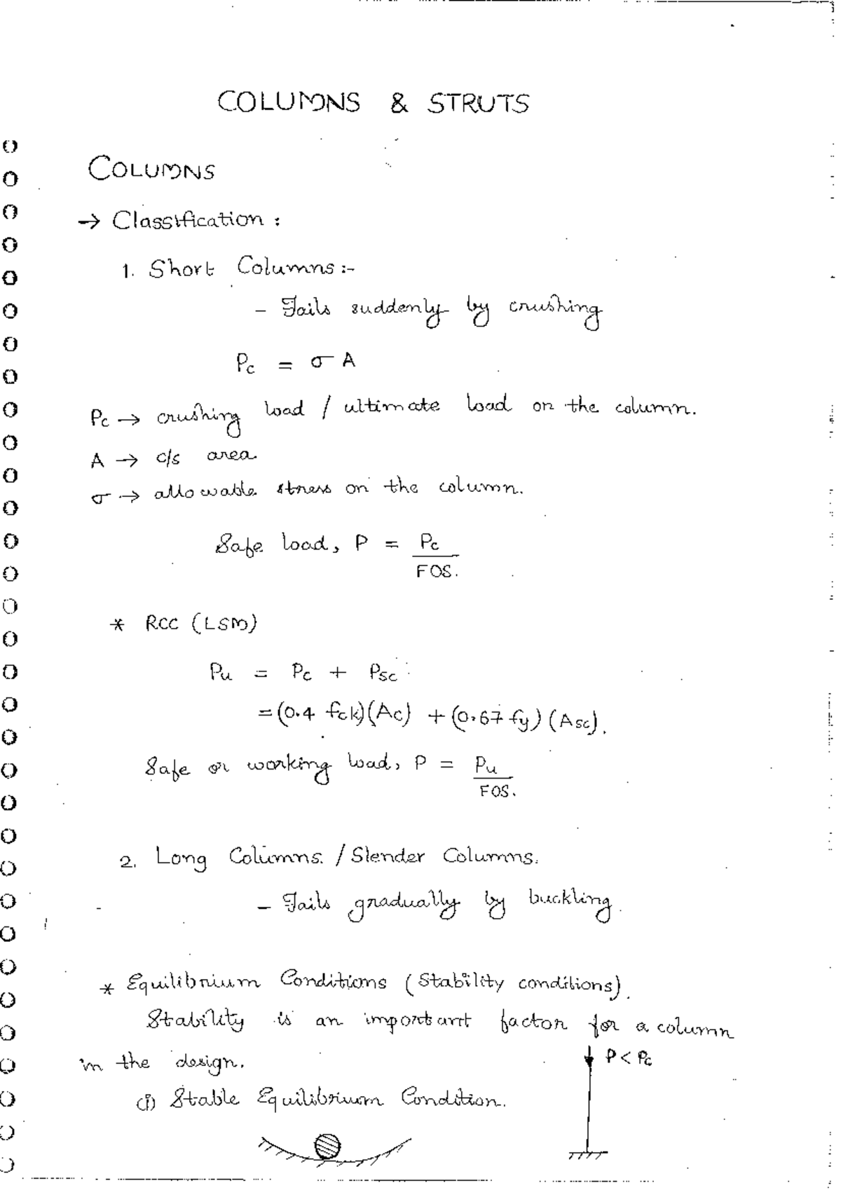 Column and strut - strength of materials - Studocu