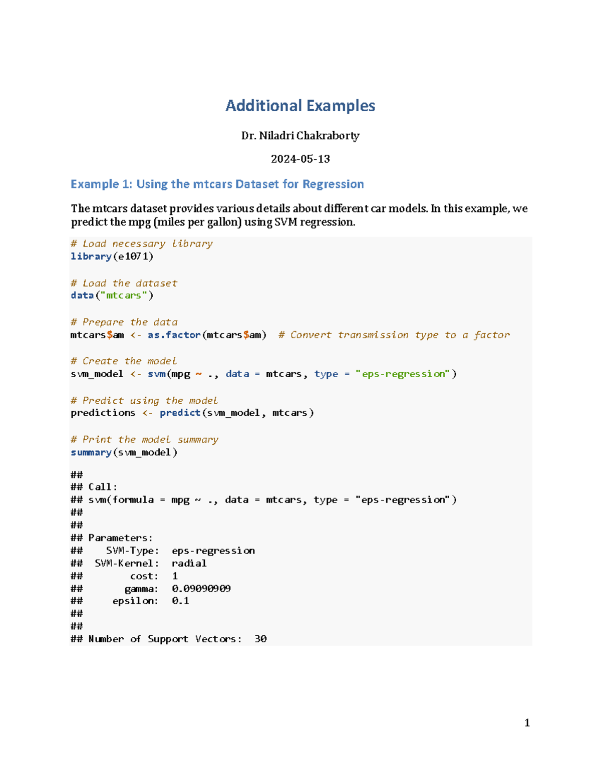 Additional examples - Example - Additional Examples Dr. Niladri ...