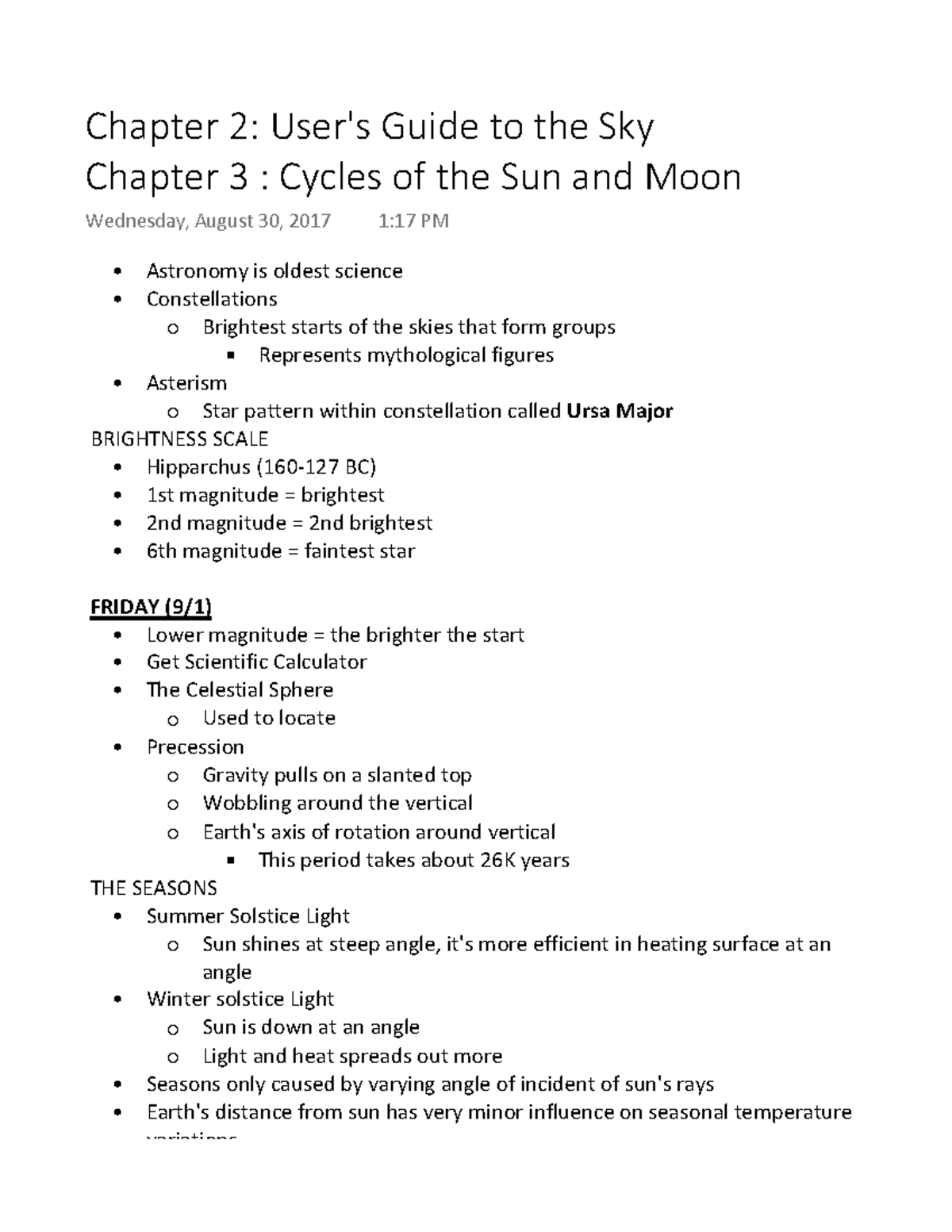 Chapter 2 & 3 - Astronomy 342: Elements of Astronomy Class by Professor ...