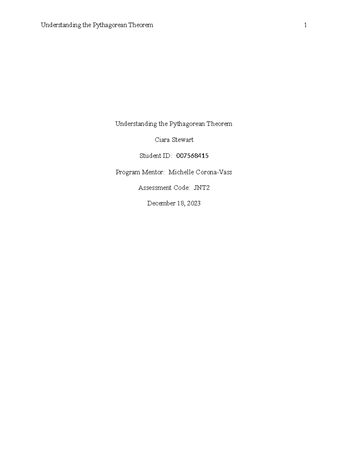 JPT2 Instructional Unit Ciara Stewart - Understanding the Pythagorean ...