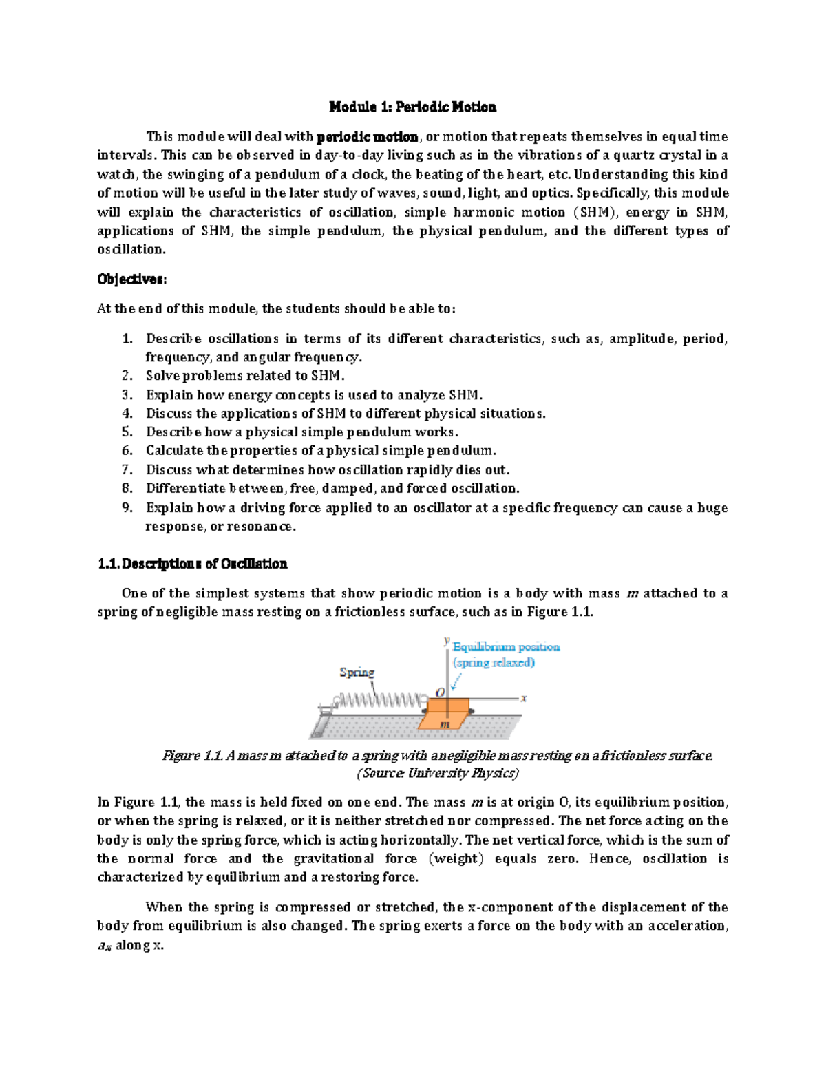 Module-1 Periodic Motion - Module 1 : Periodic Motion This module will ...