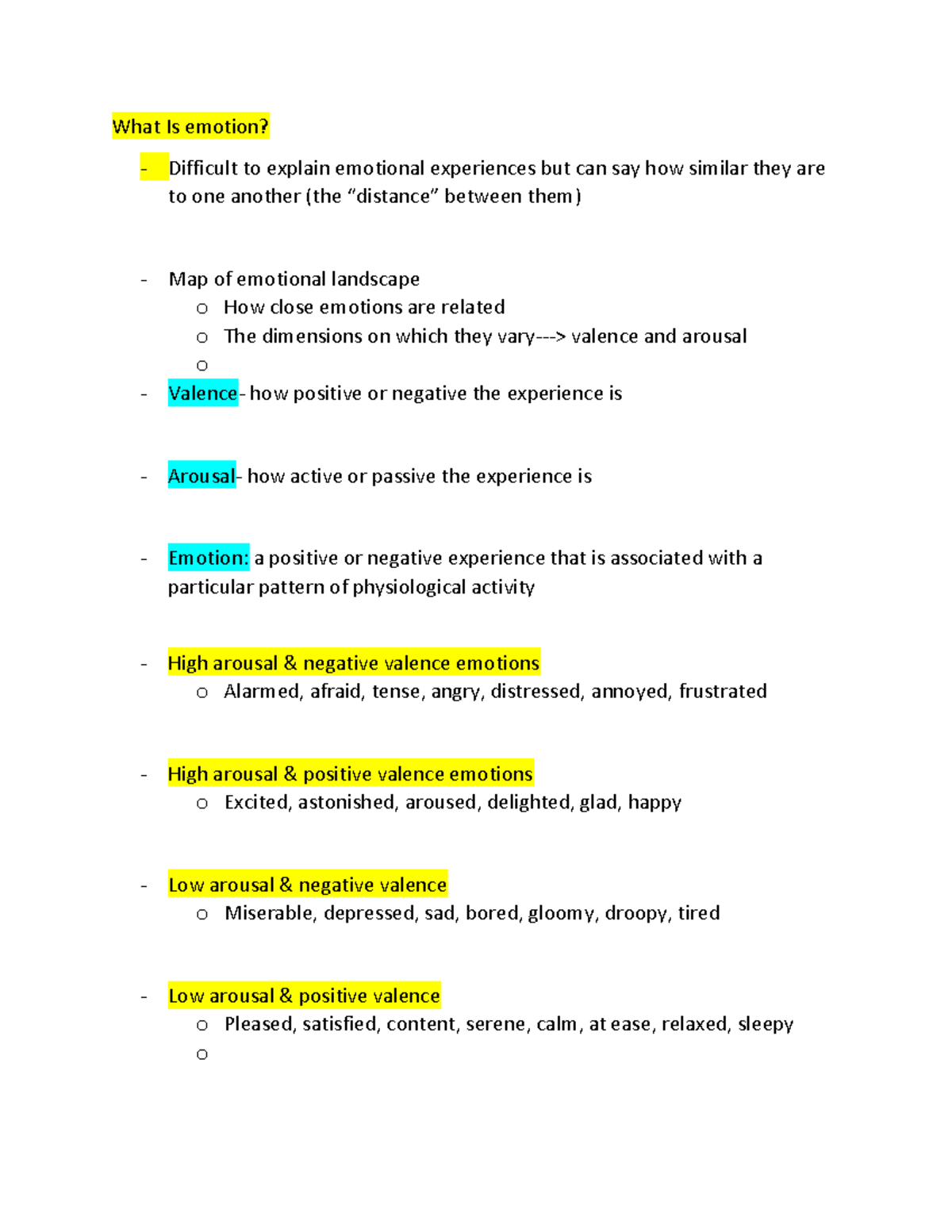 Psychology Ch 8 - emotion & motivation reading notes - PSY 101 - MSU ...