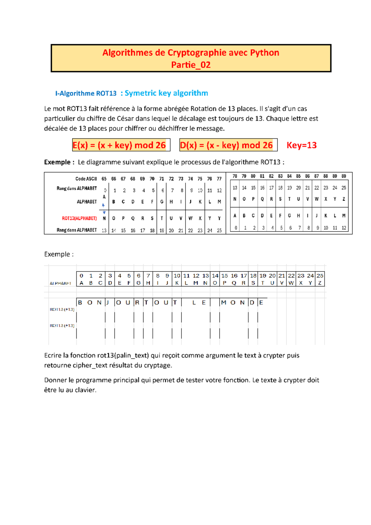 My Python Crypto 02 - Algorithmes de Cryptographie avec Python Partie_02 ROT13 : Symetric key ...