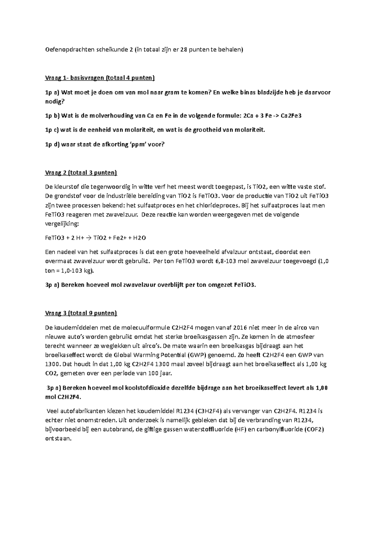 Sk oef 3 - heel tof - Oefenopdrachten scheikunde 2 (in totaal zijn er ...