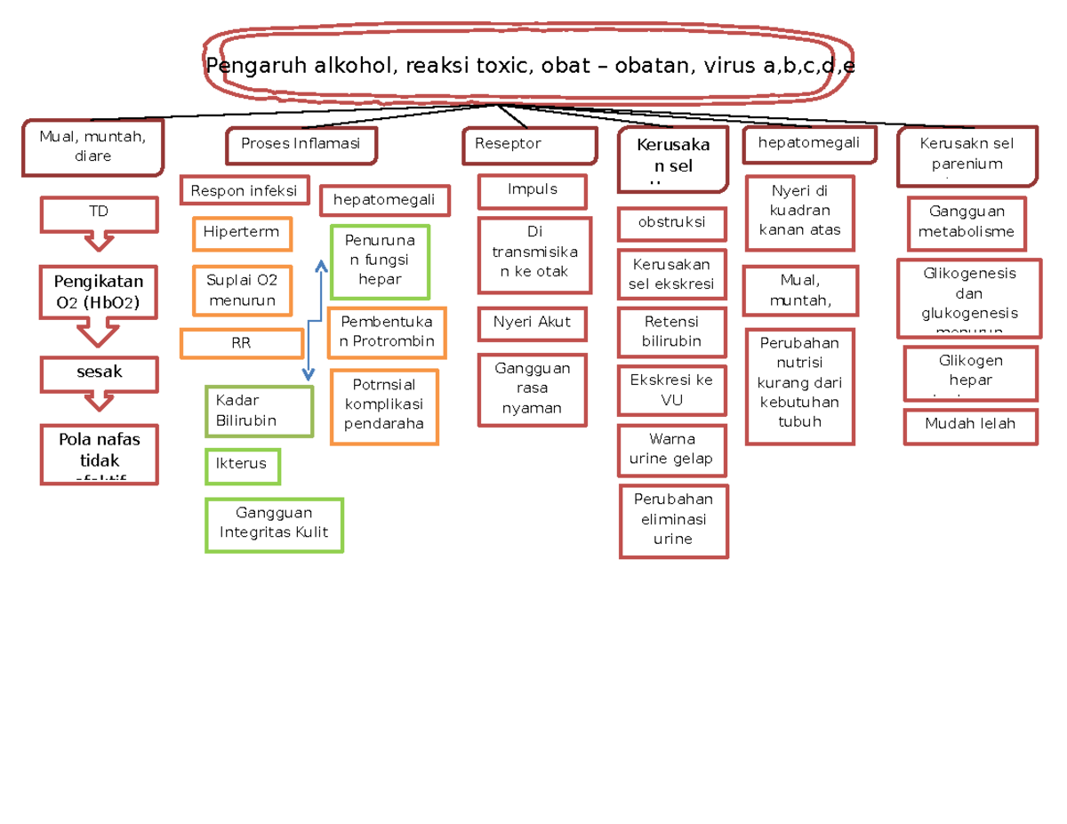 Pathway hepatitis - Mudah lelah Glikogen hepar berkurang Glikogenesis dan glukogenesis menurun ...