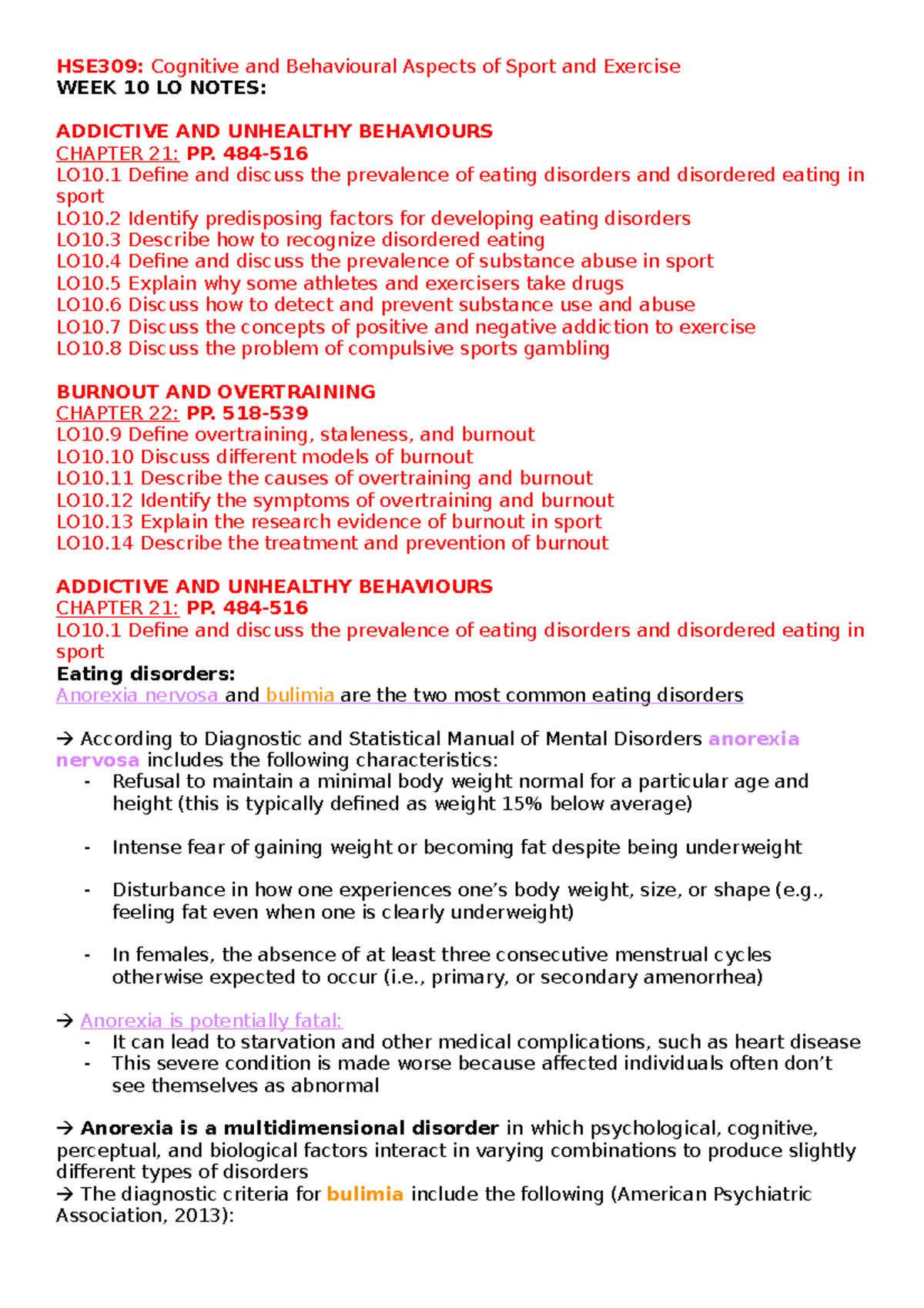 HSE309 Extensive Week 10 Learning Objective Notes - HSE309: Cognitive ...