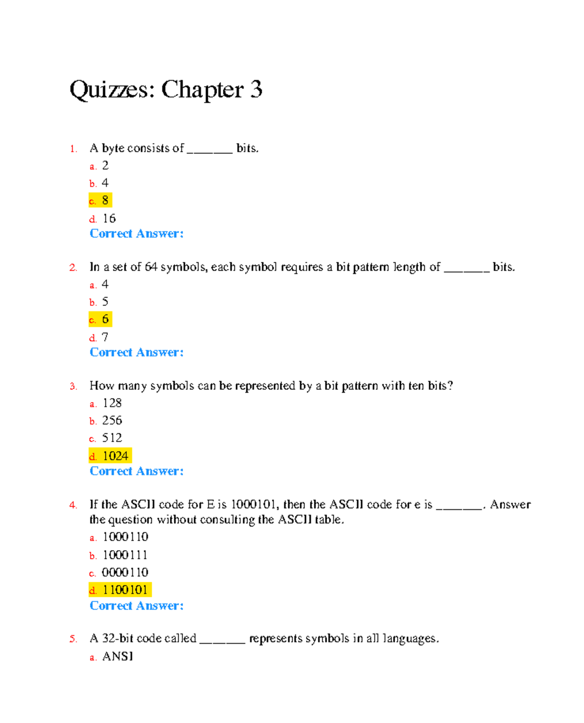 Chap03 Quiz Nguyễn Lâm Hà - Quizzes: Chapter 3 1. A byte consists of ...