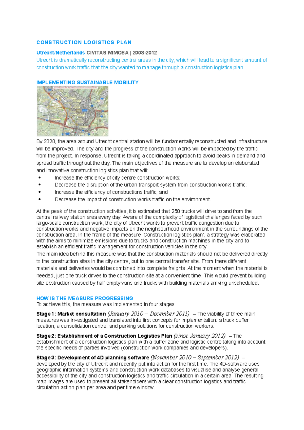 7 1 construction logistics plan - IMPLEMENTING SUSTAINABLE MOBILITY By ...