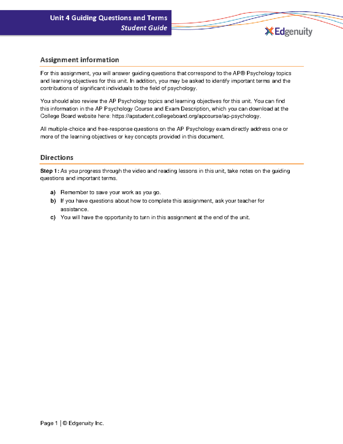 Unit 4 Project - Enlgish - Unit 4 Guiding Questions and Terms Student ...