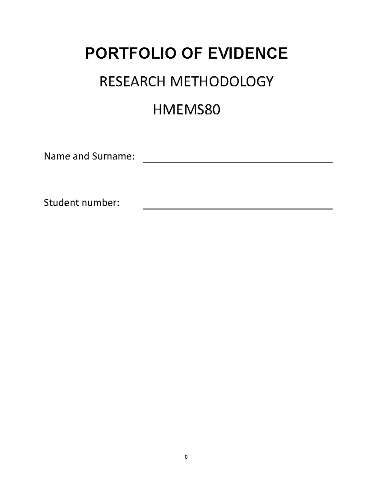 HMEMS80 POE - Completed Module POE - PORTFOLIO OF EVIDENCE RESEARCH ...