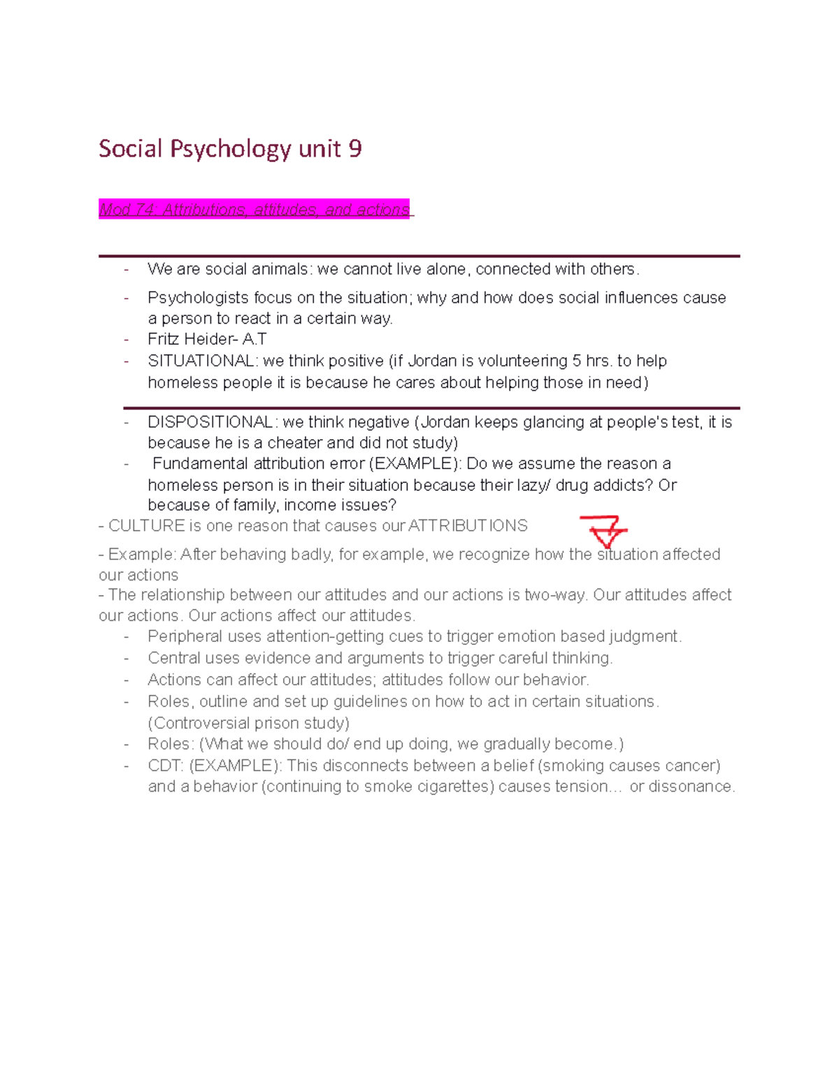 Unit 9 notes - Used for AP psych, covers social psych - Social ...