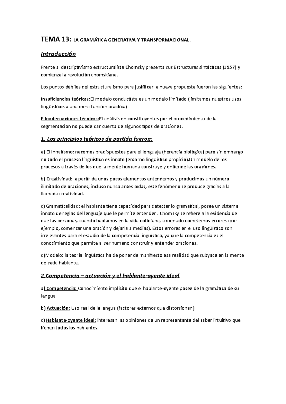 Tema 13 La gramática generativa y transformacional - TEMA 13: LA ...