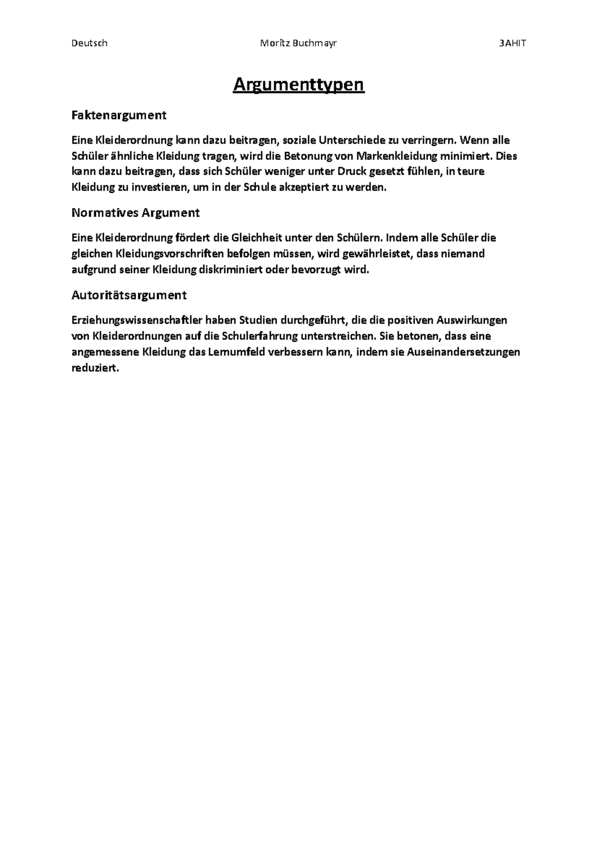 Argumenttypen - Deutsch Moritz Buchmayr 3AHIT Argumenttypen ...