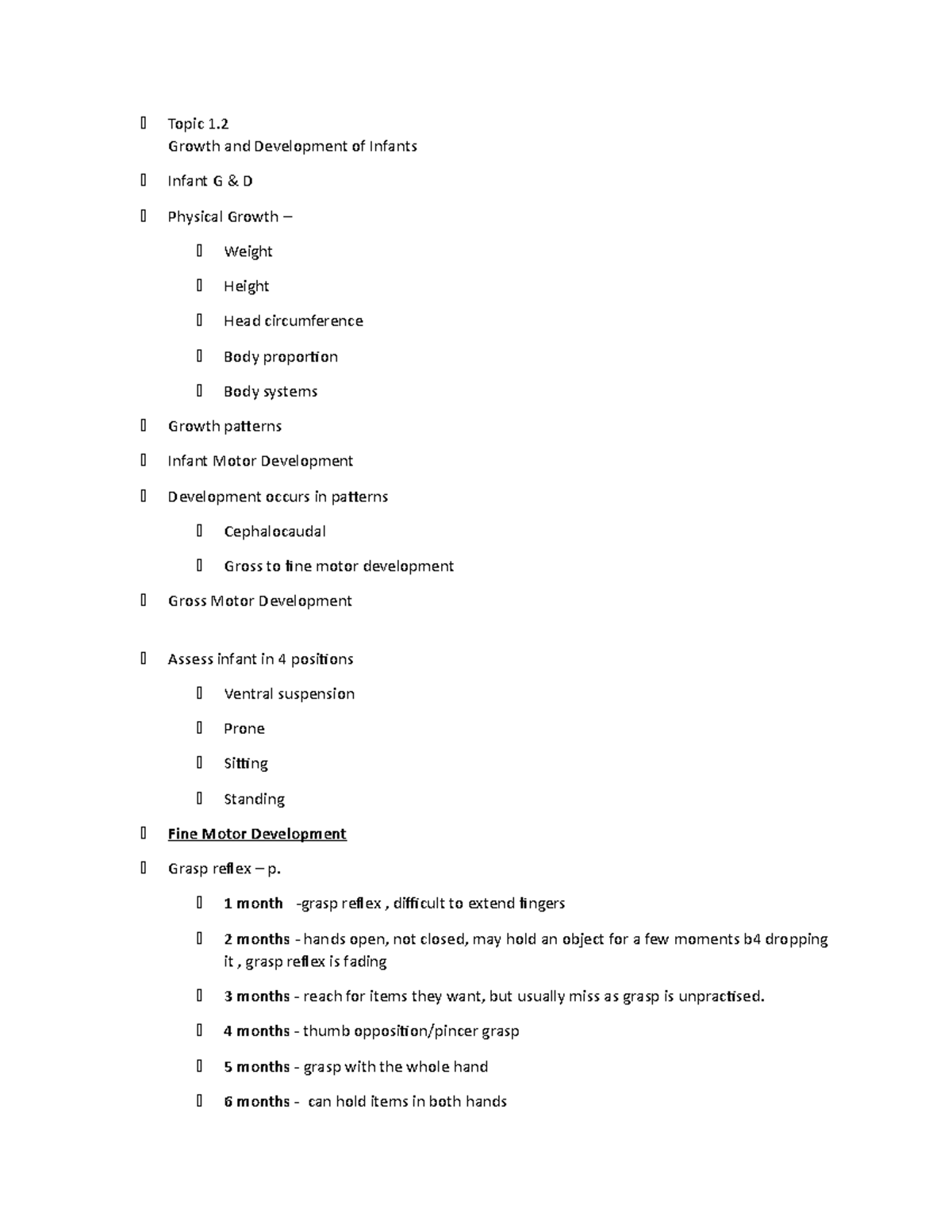 Pediatrics Notes - Topic 1. Growth and Development of Infants Infant G ...