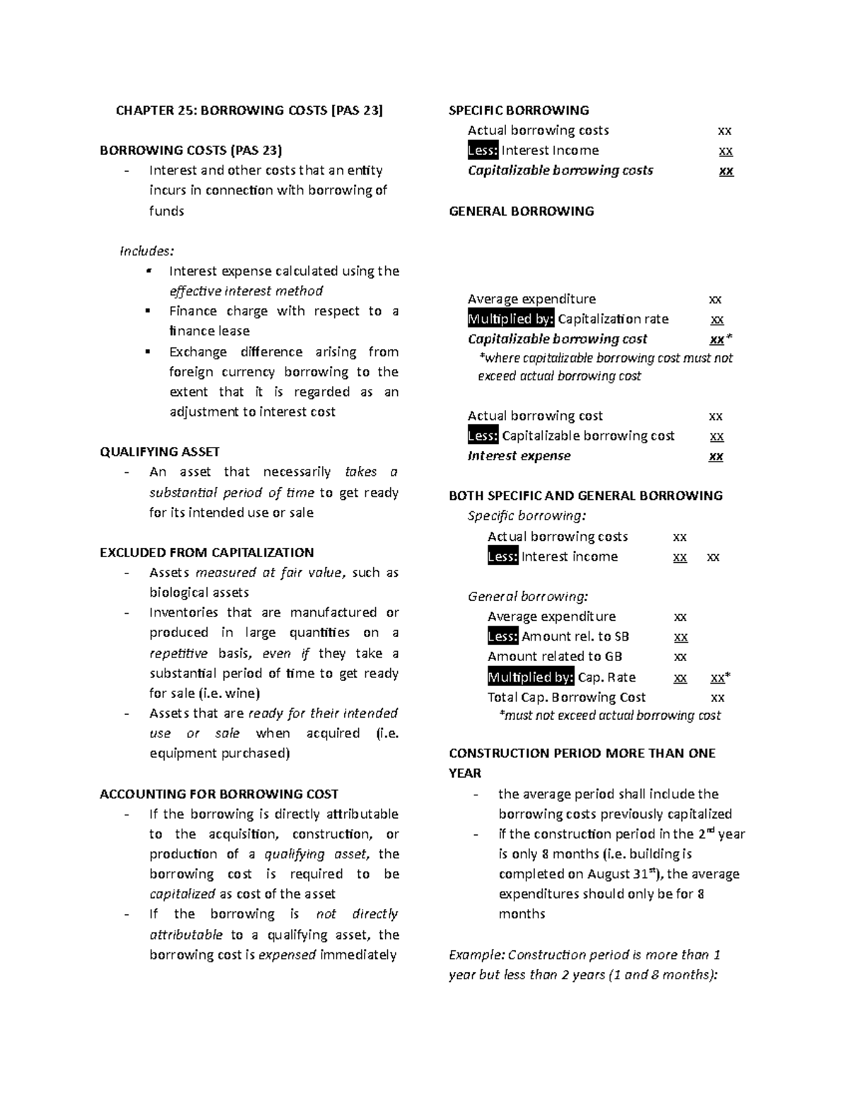 Borrowing Costs - CHAPTER 25: BORROWING COSTS [PAS 23] BORROWING COSTS ...