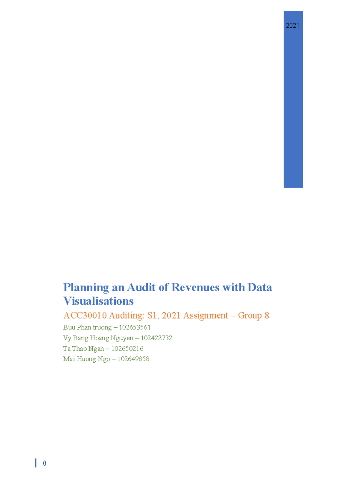 Auditing Assignment - 2021 Planning an Audit of Revenues with Data ...