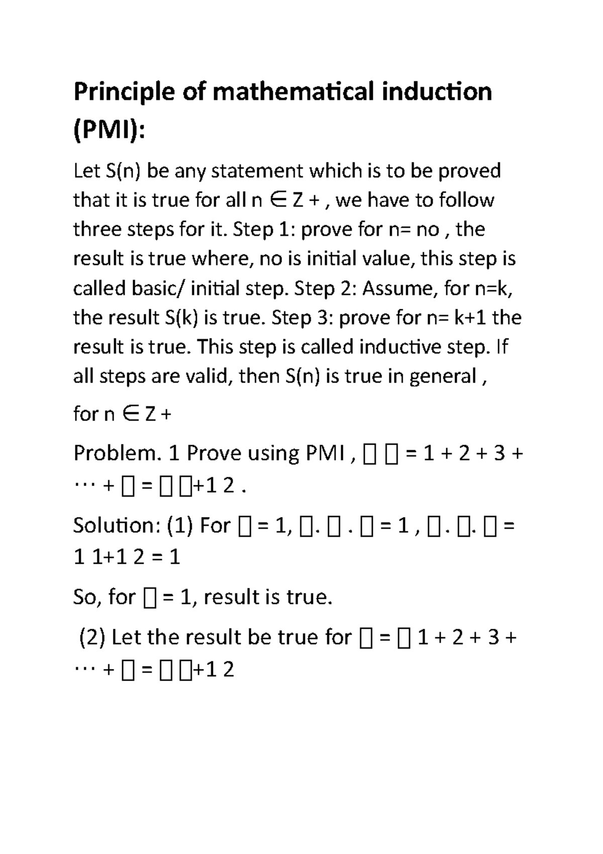 Principle of mathematical induction - Principle of mathematical ...