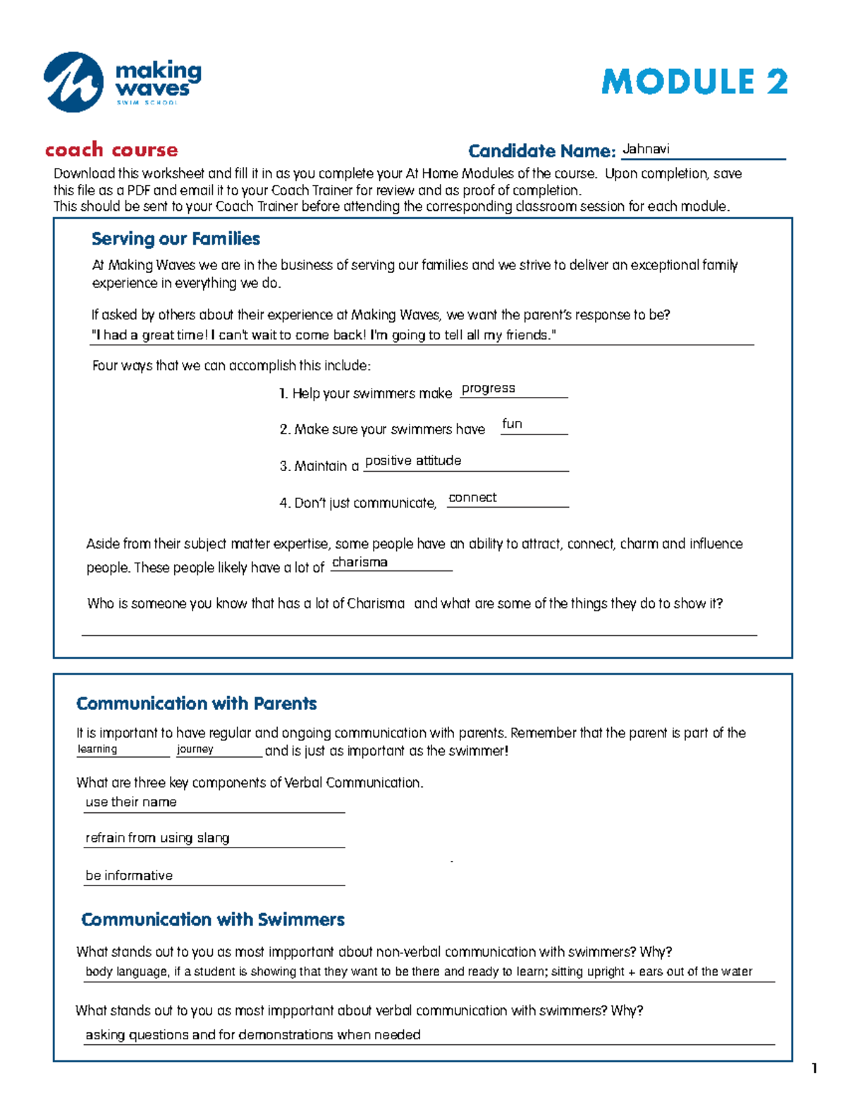 2. Module 2 At Home Worksheet (1) - MODULE 2 coach course Candidate ...