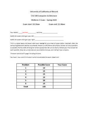 CSE140 HW6 - Professor Leung - CSE 140 HW Assume that the following MIPS code is executed on a ...