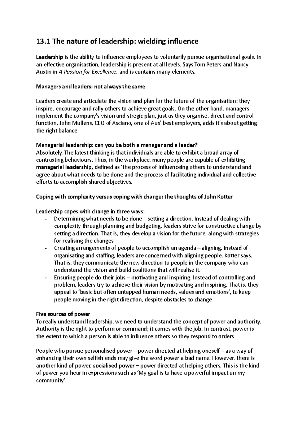 Chapter 13 MGMT Textbook Revision - 13 The nature of leadership ...