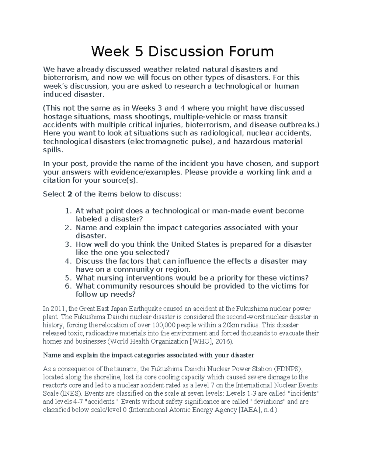 Week 5 Discussion Forum - Week 5 Discussion Forum We have already ...