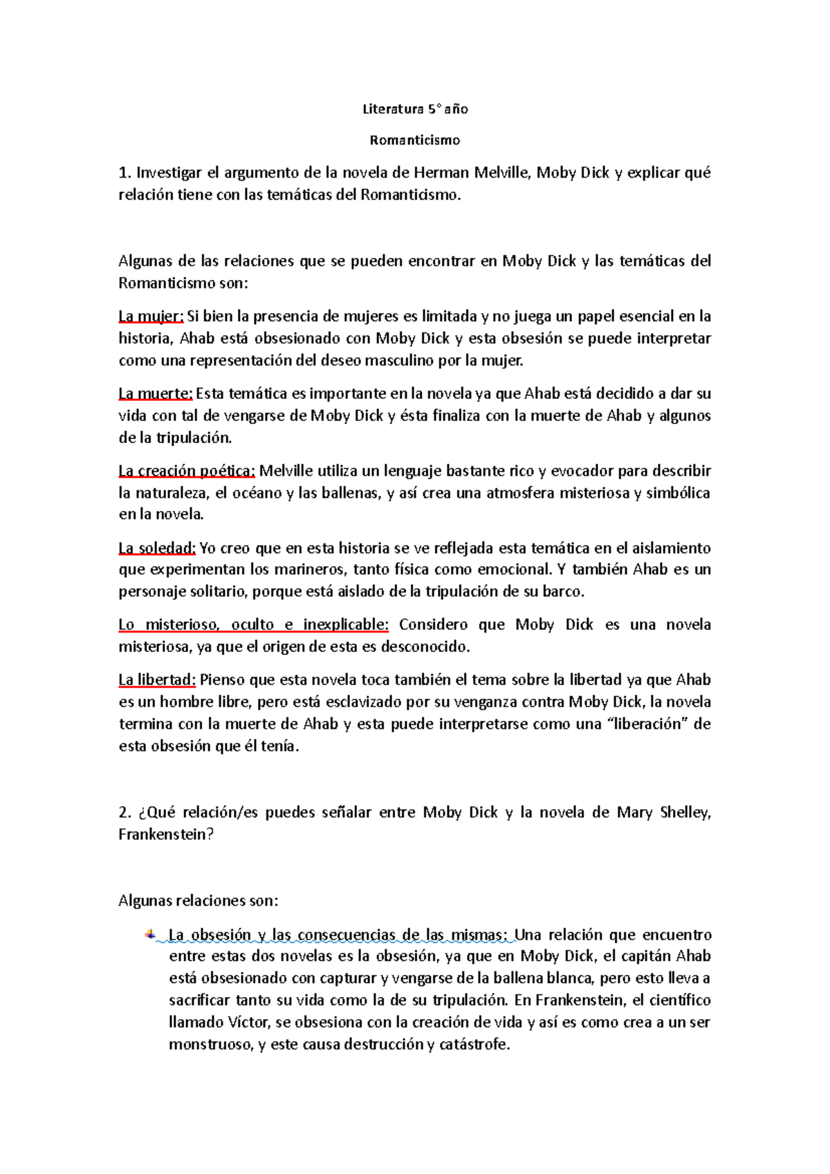 Romanticismo Tp Literatura 5° Año Romanticismo 1 Investigar El