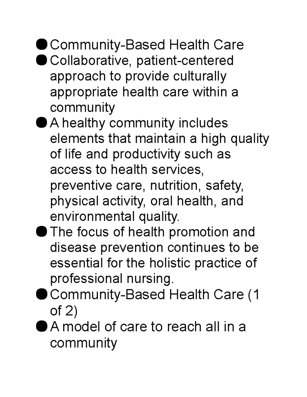 Community based health care study guide - Community-Based Health Care ...