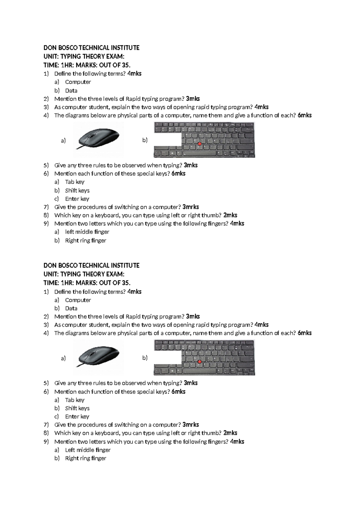 Typing Theory EXAM - The training materials are for learners to ...