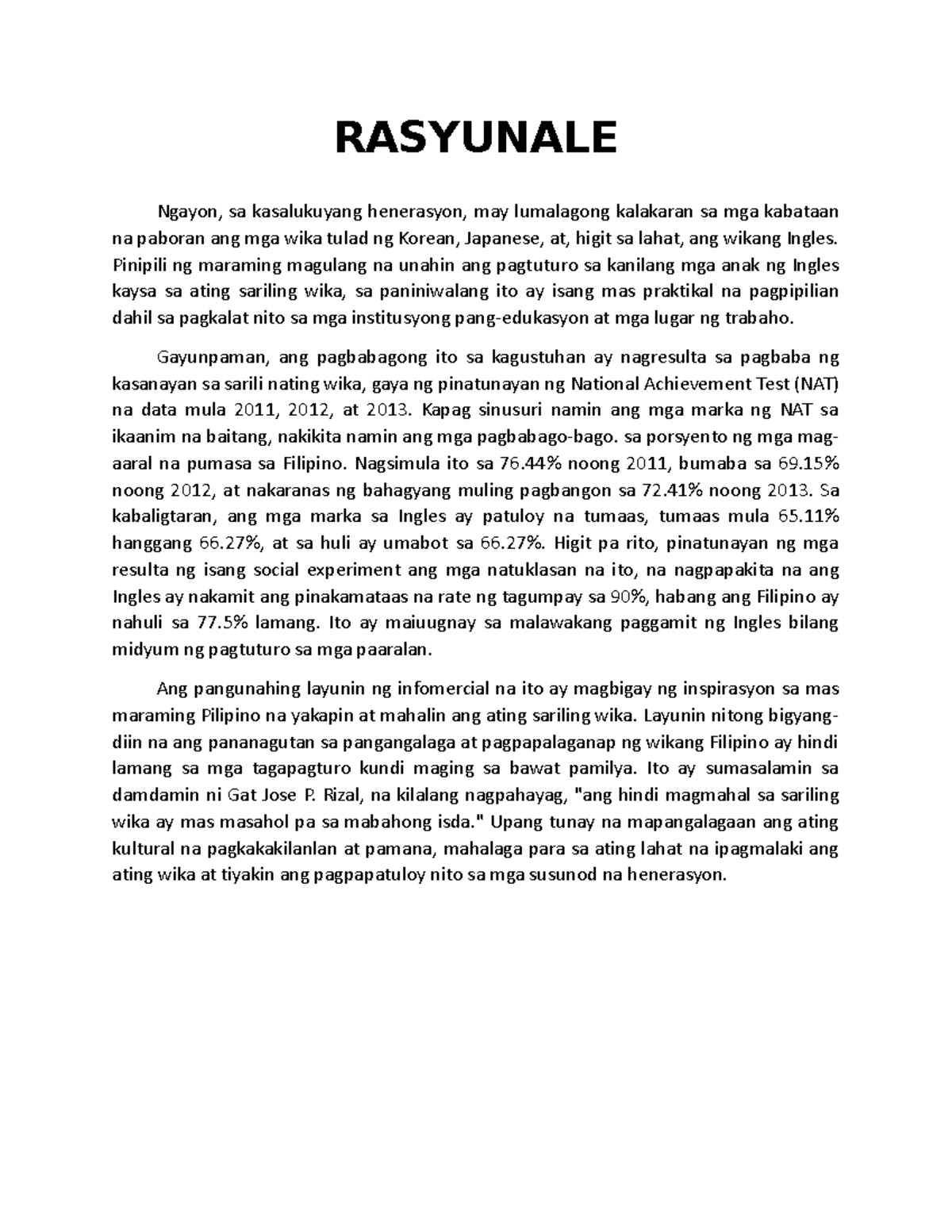 Rasyunale-454515491 - RASYUNALE Ngayon, sa kasalukuyang henerasyon, may ...